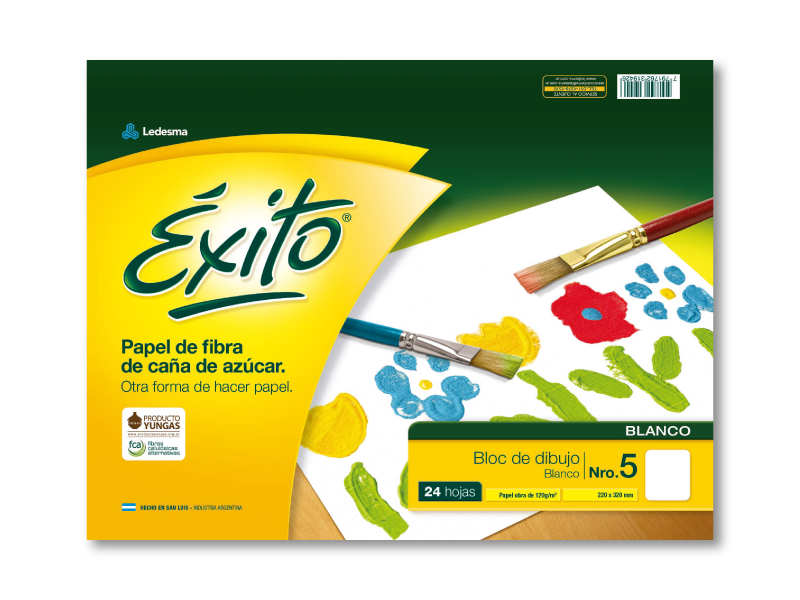 BLOC DE DIBUJO N°5 ÉXITO BLANCO x 24 HOJAS | Ledesma Papel Online